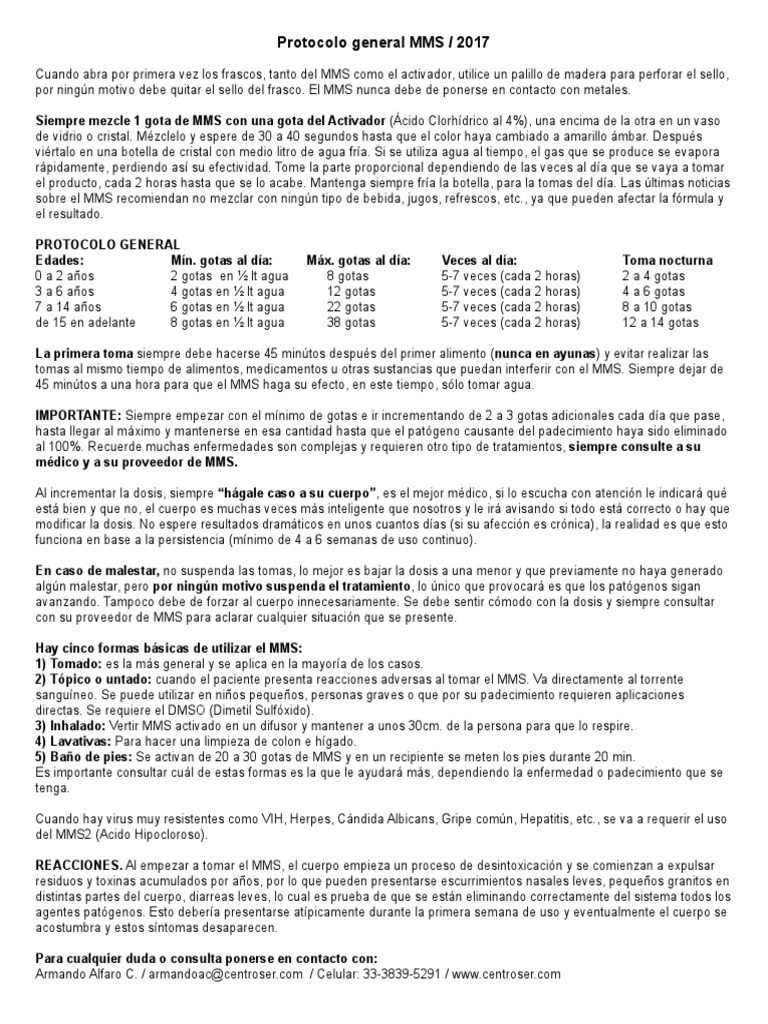 Protocolo Mms 2017 PDF | PDF | Medicamentos con receta | Agua