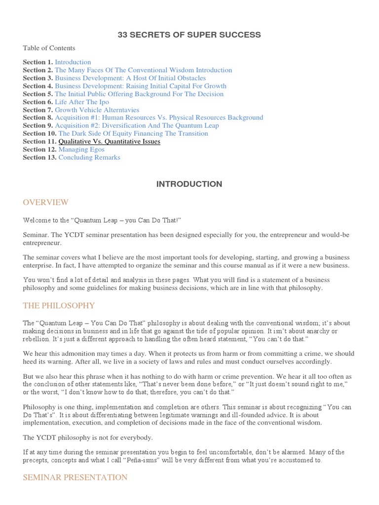 33 Secrets of Super Success | PDF | Stocks | Initial Public Offering