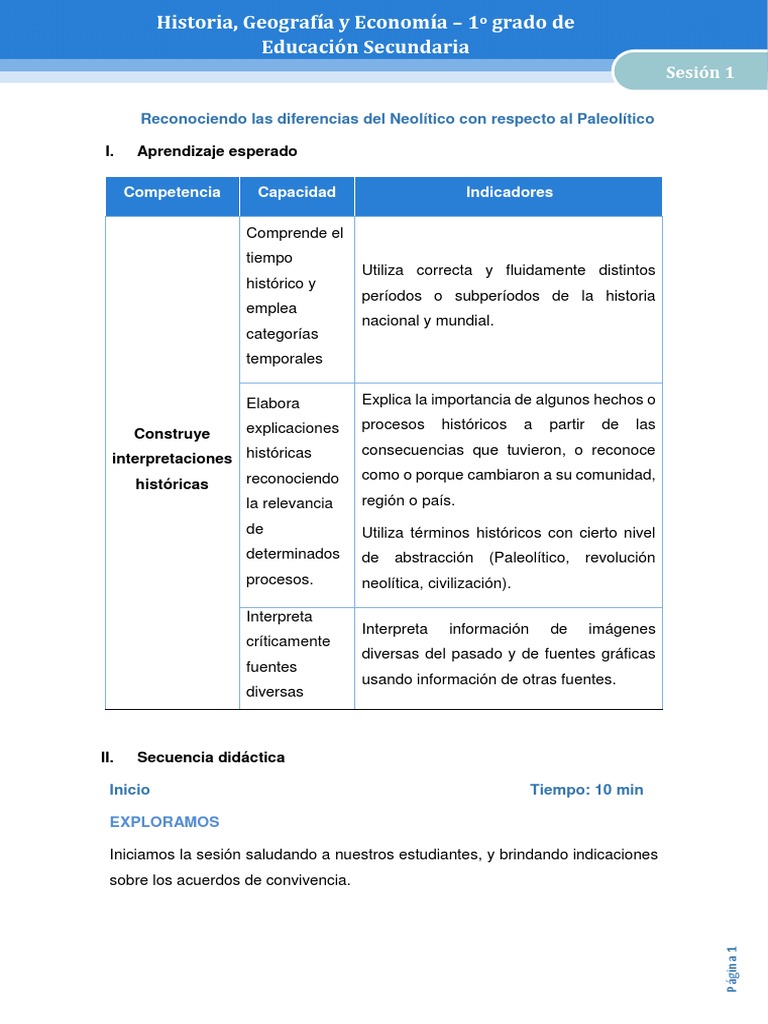 RP Hge1 Sesion 01 | PDF | Paleolítico | Neolítico