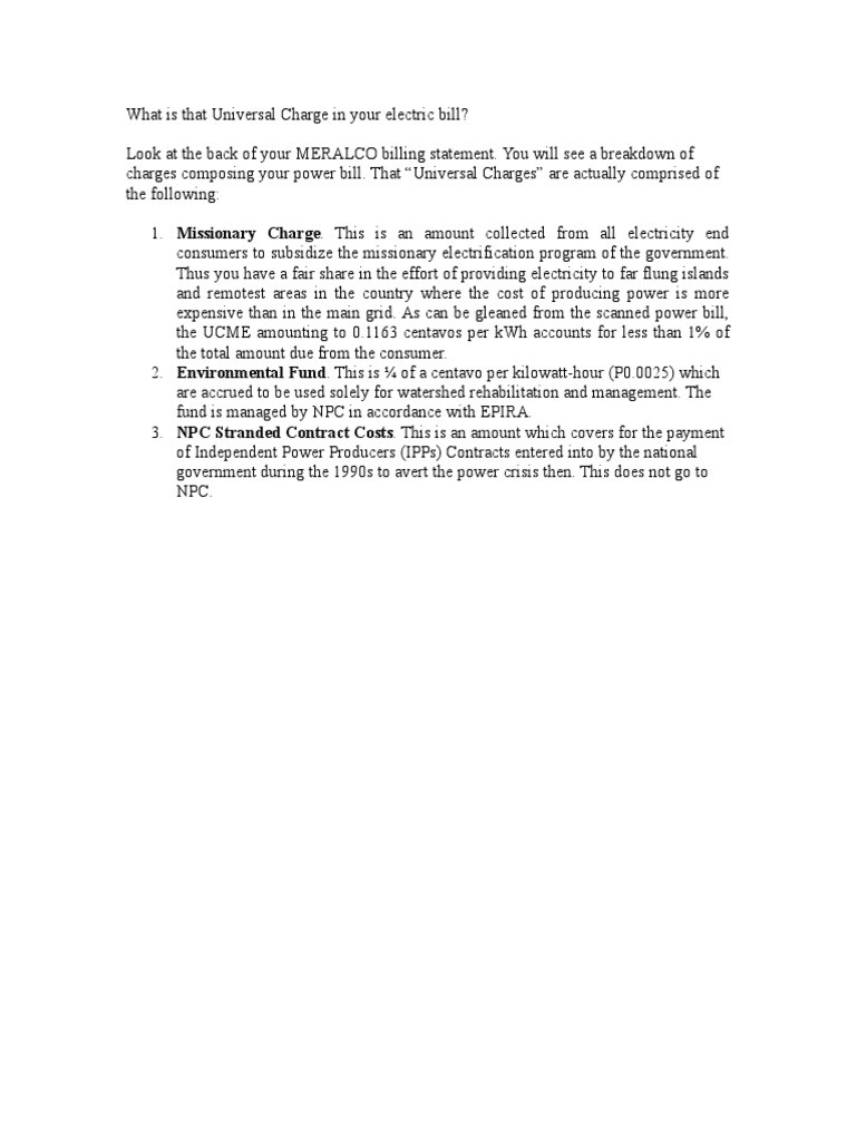 Understanding Universal Charges in Bills | PDF | Technology & Engineering