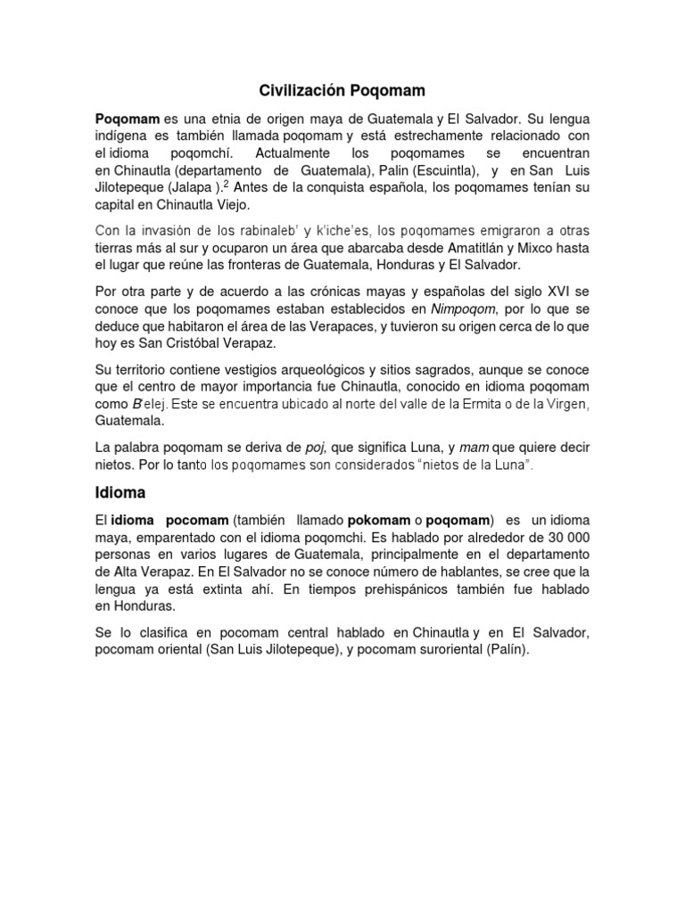 Civilización Poqomam | PDF | Pueblos mayas | Pueblos indígenas de ...