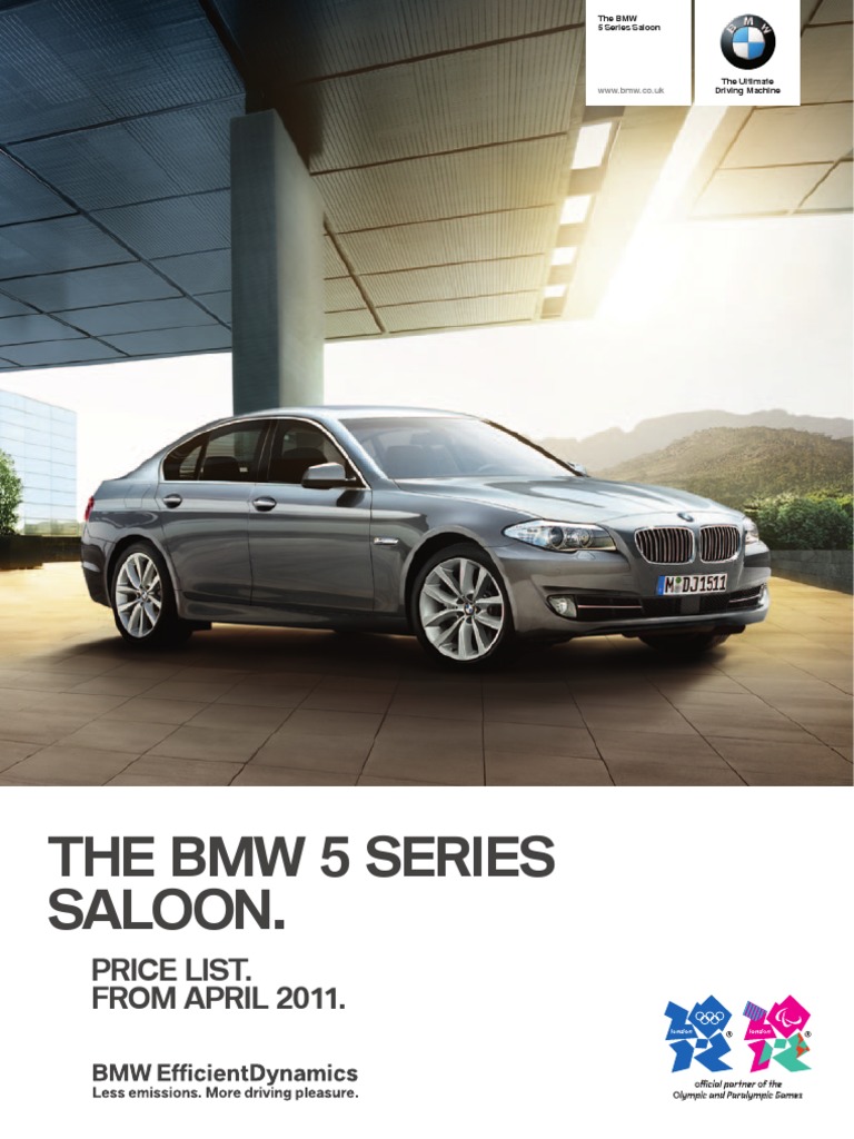 The BMW 5 Series Saloon.: Price List. From April 2011 | PDF | Bmw | Car ...