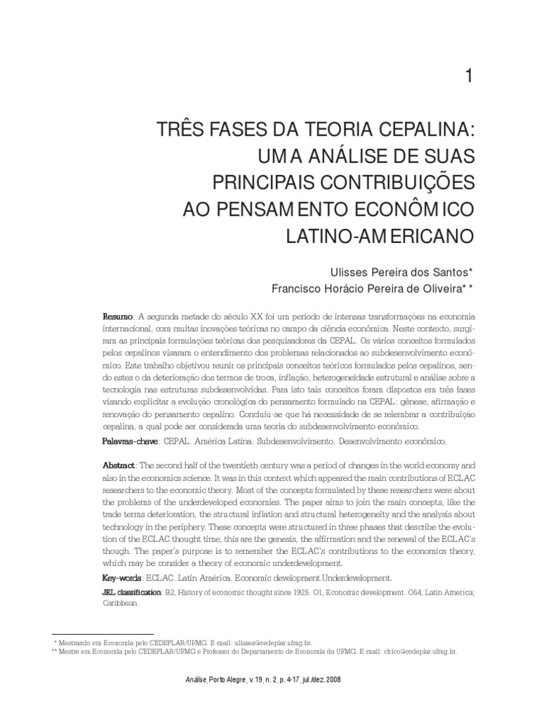 Teoria Cepalina: Fases e Contribuições | PDF | Inflação | Economia