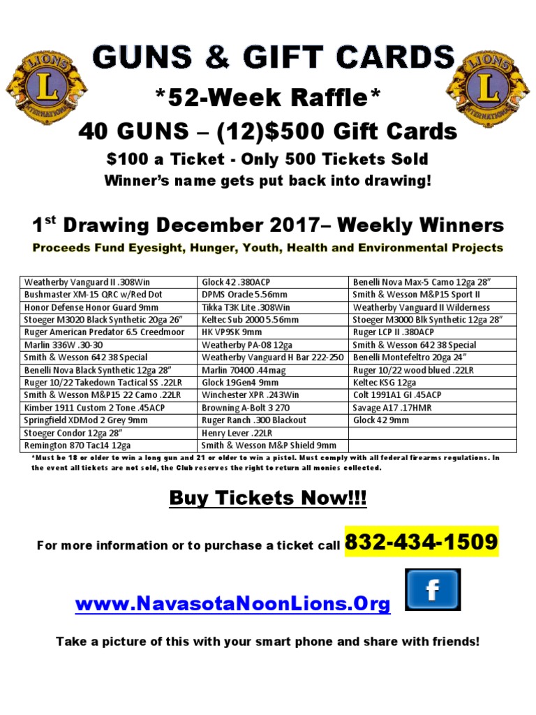 52-Week Gun Raffle Tickets Available | PDF