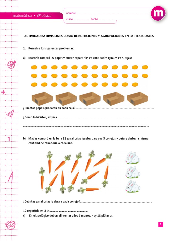 3ro Basico Divisiones Como Reparticiones y Agrupaciones en Partes Iguales