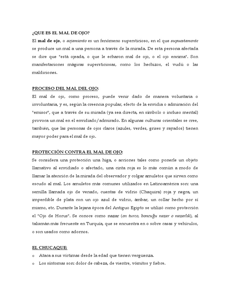 Que Es El Mal de Ojo | PDF | Paranormal | Antropología cultural