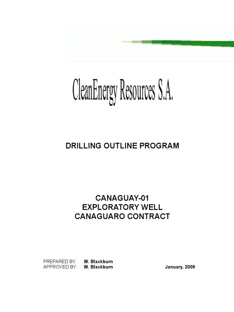 Can-01 - Drilling Program | PDF | Casing (Borehole) | Drilling Rig