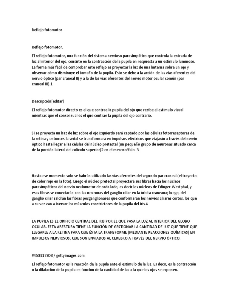 El reflejo fotomotor: descripción del mecanismo de contracción y ...