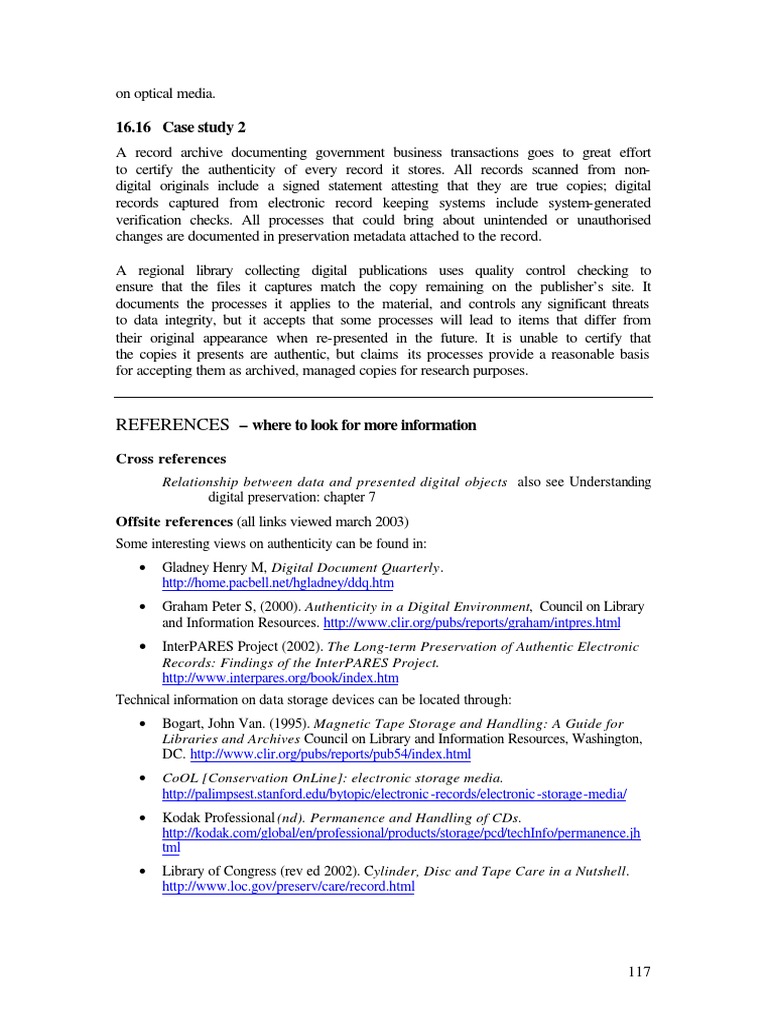 16.16 Case Study 2: References | PDF | Preservation (Library And ...