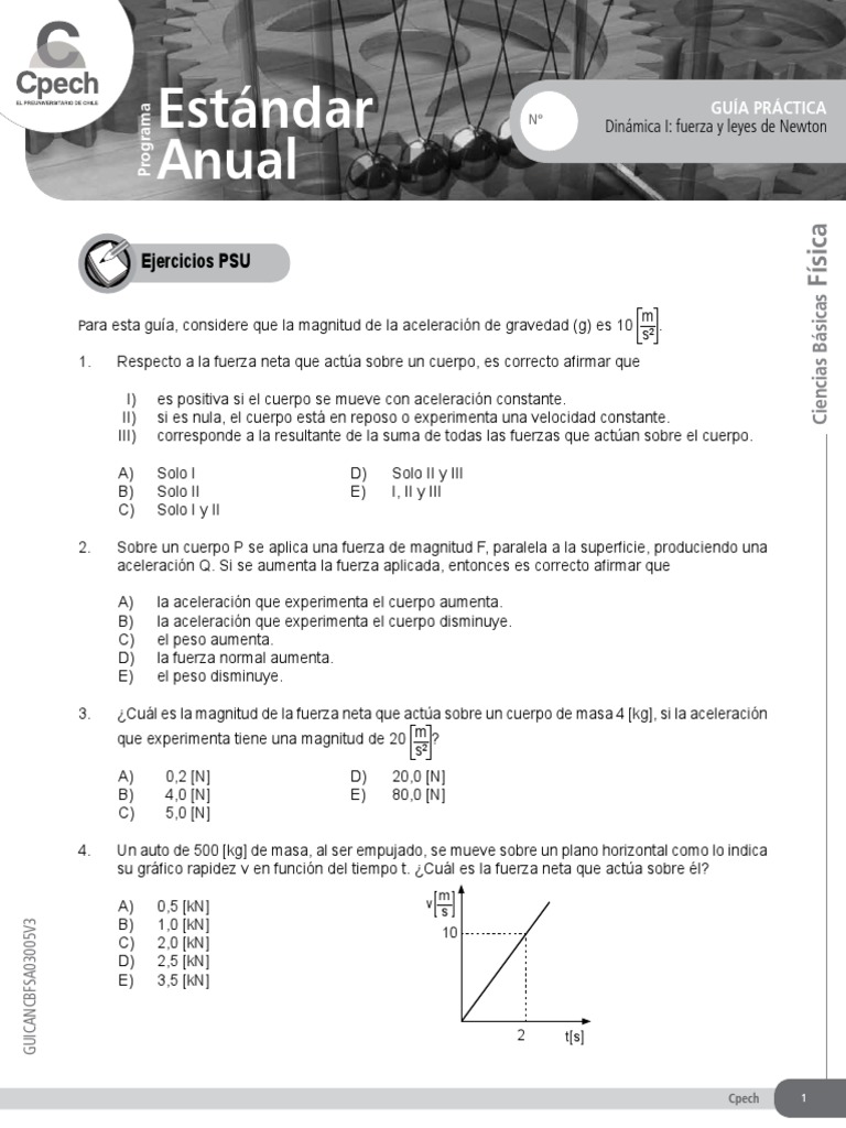 Guía Práctica 16 Dinámica I Fuerza y Leyes de Newton | PDF | Las leyes ...