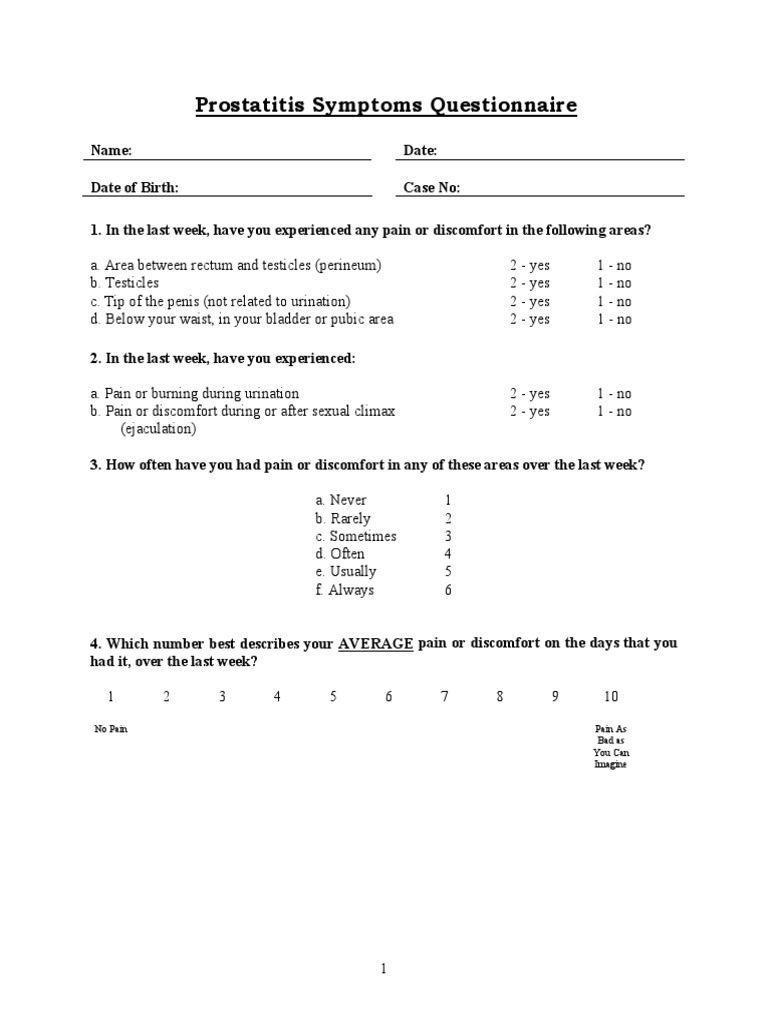 Questionnaire | PDF | Urination | Urinary Bladder
