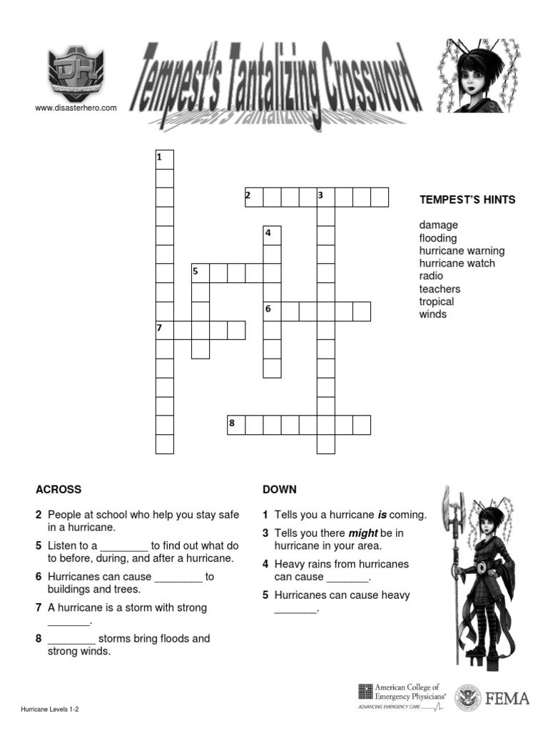 Hurricane Safety Crossword Puzzle | PDF