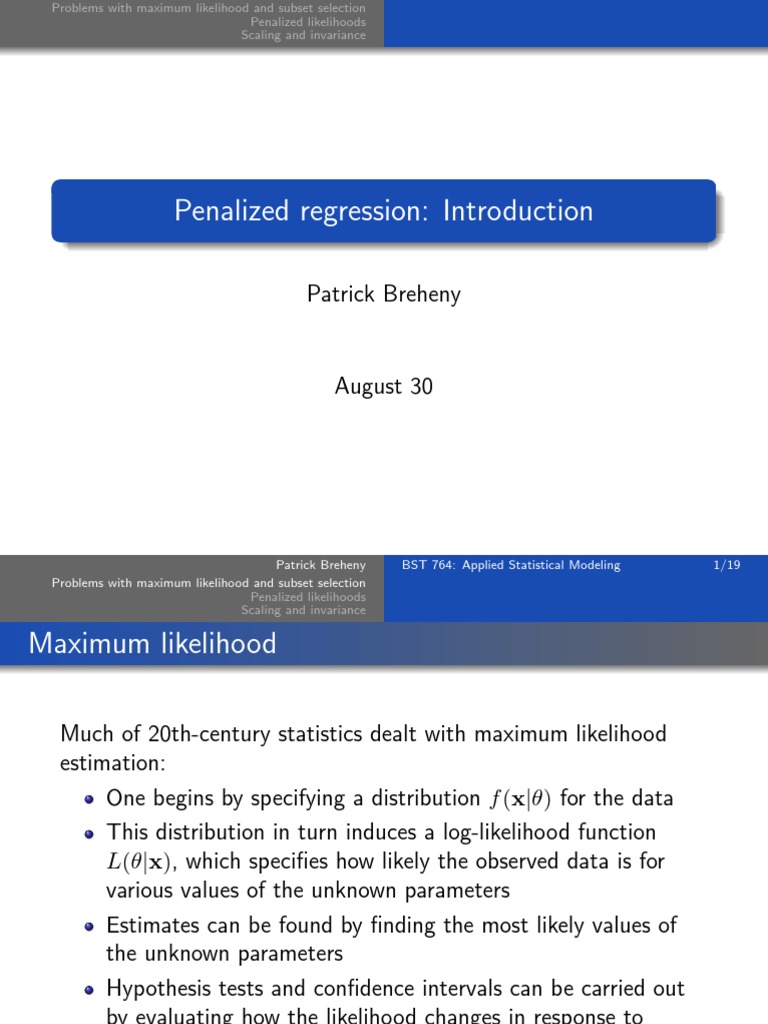 Penalized Regression | PDF | Loss Function | Regression Analysis