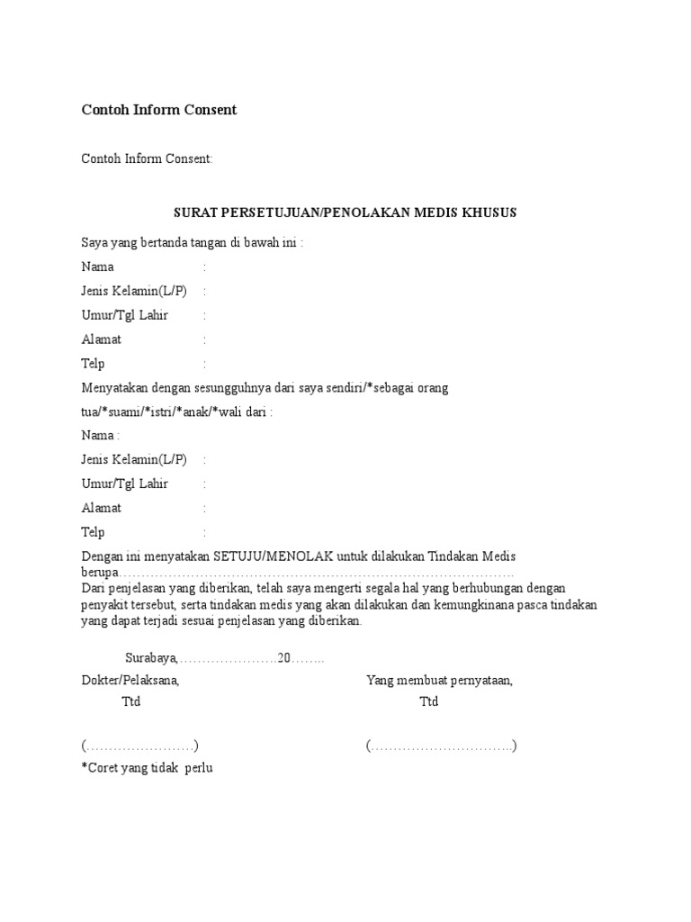 Contoh Inform Consent | PDF