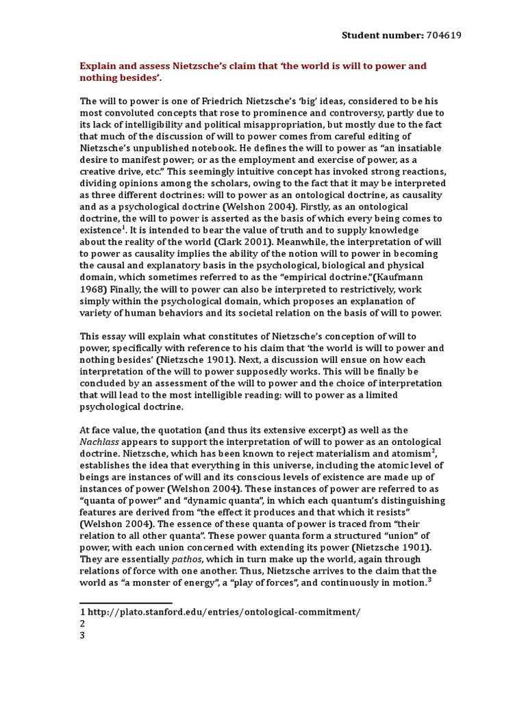 Explain and Assess Nietzsche's Claim That The World Is Will To Power ...