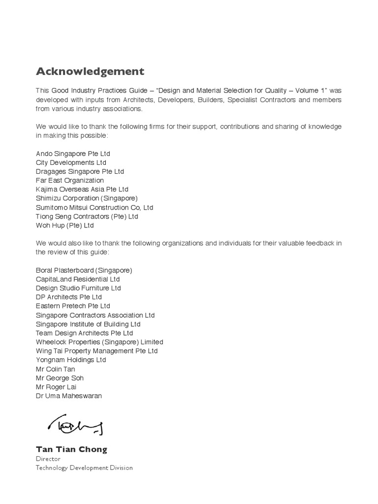 Acknowledgement: Design and Material Selection For Quality - Volume 1 ...