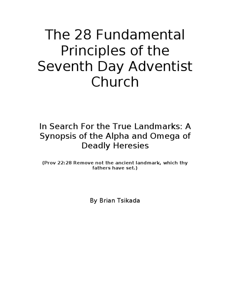 The 28 Fundamental Principles of The Seventh Day Adventist Church | PDF ...