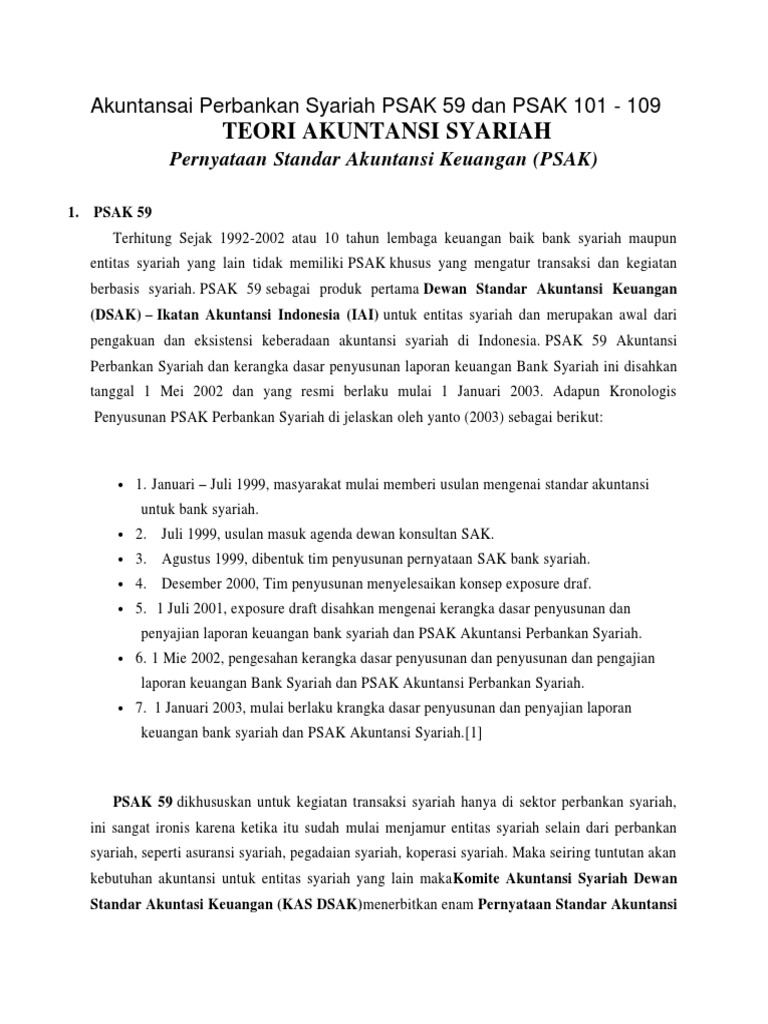 Akuntansai Perbankan Syariah PSAK 59 Dan PSAK 101 | PDF