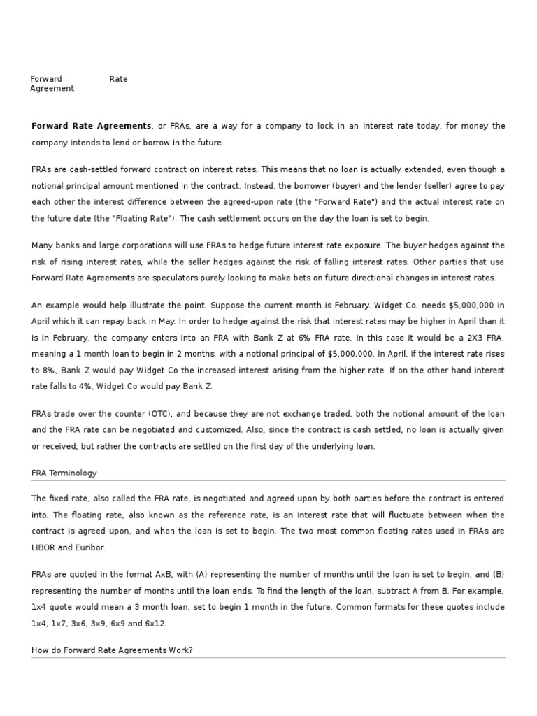 Forward Rate Agreement Notes | PDF | Interest | Libor