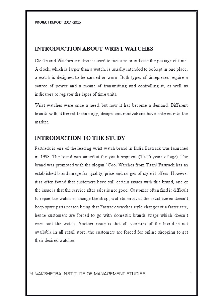 Introduction About Wrist Watches: PROJECT REPORT 2014-2015 | PDF ...