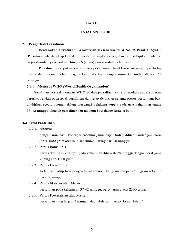 Bab II Tinjauan Teori Persalinan | PDF