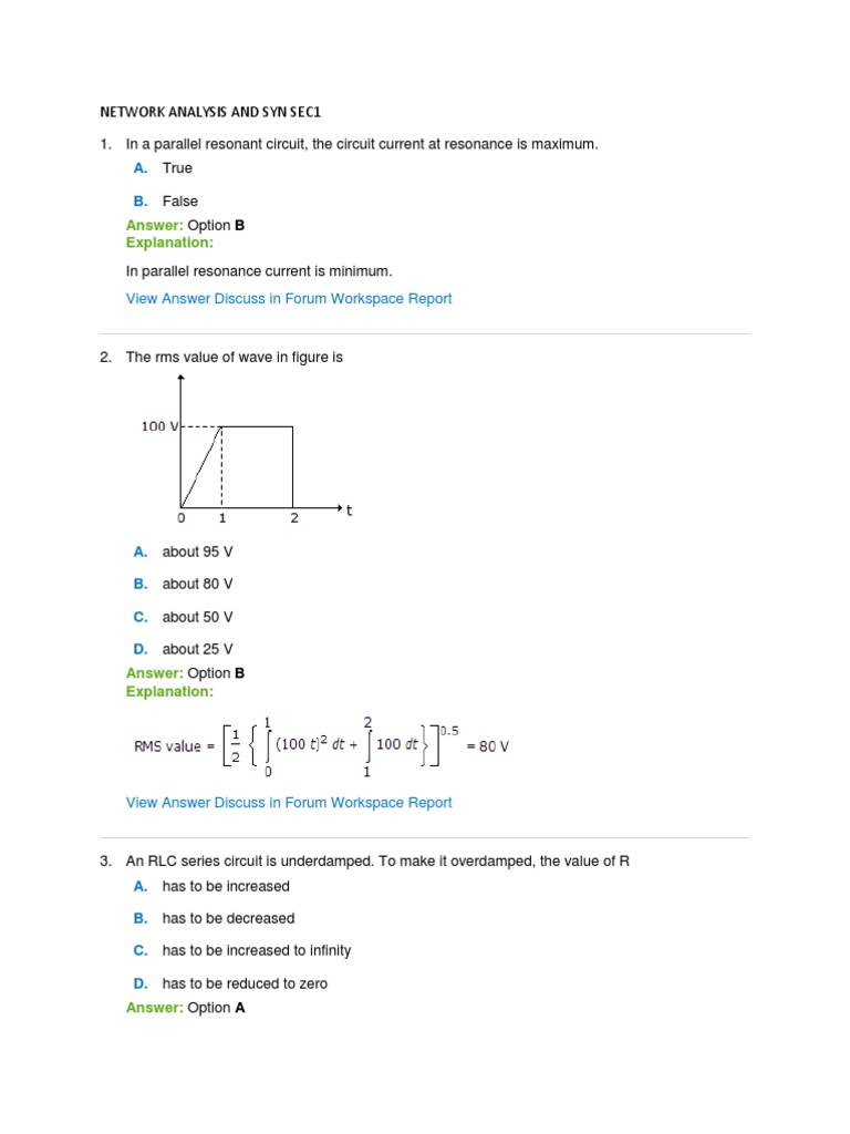Sec1-Network Analysis and Syn (Indiabix) | PDF | Electric Current | Capacitor