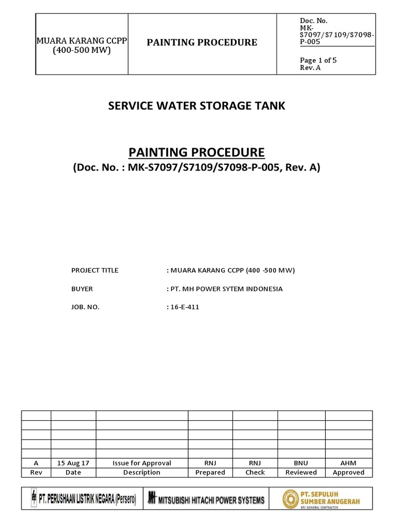 Painting Procedure: Service Water Storage Tank | PDF | Paint | Humidity