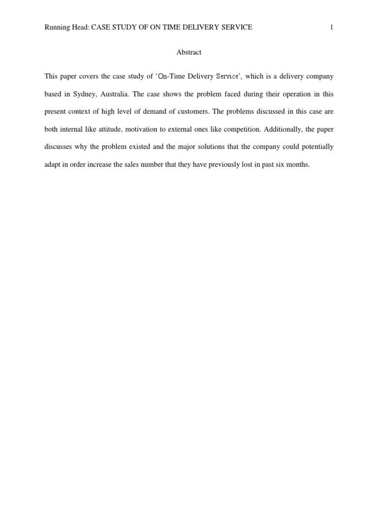 On-Time Delivery Service Case Study | PDF | Customer Relationship ...
