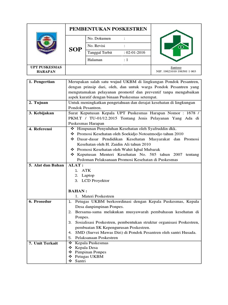 Sop Pembentukan Poskestren | PDF