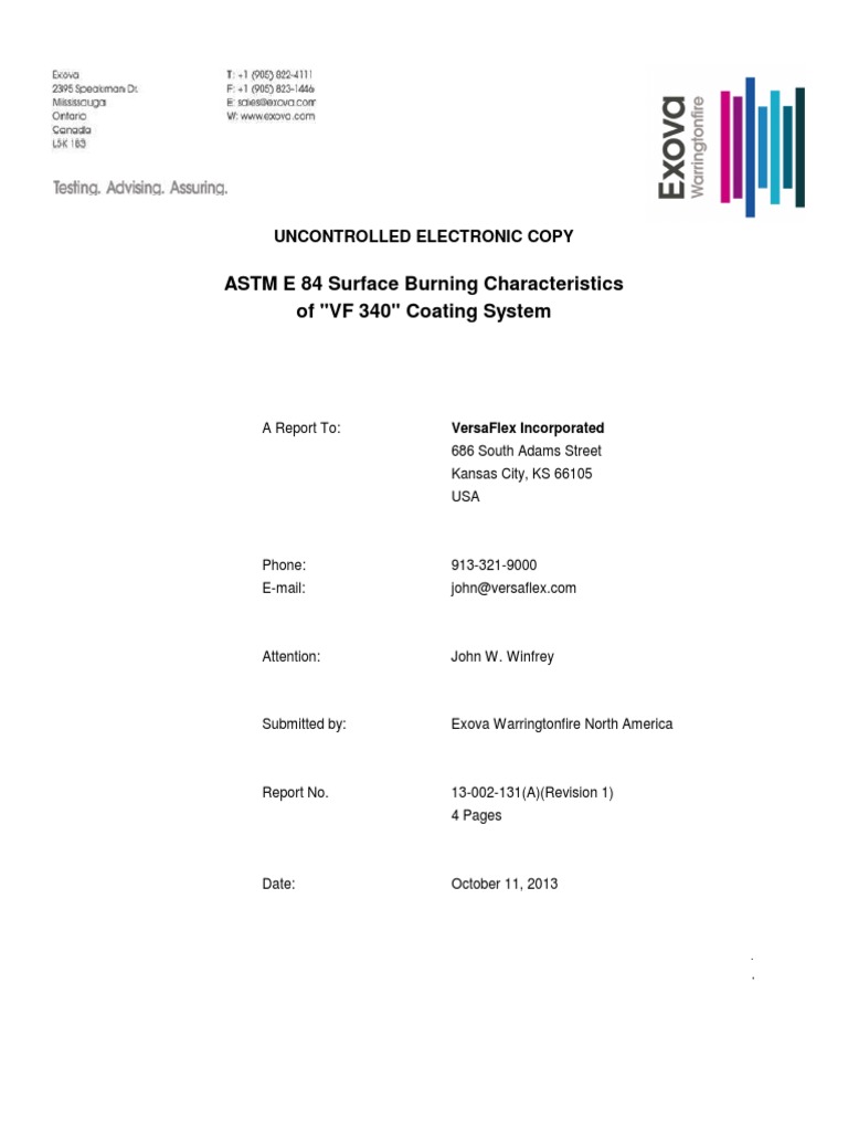 VF340.ASTM E84 Fire Rating Report | Download Free PDF | Applied And ...