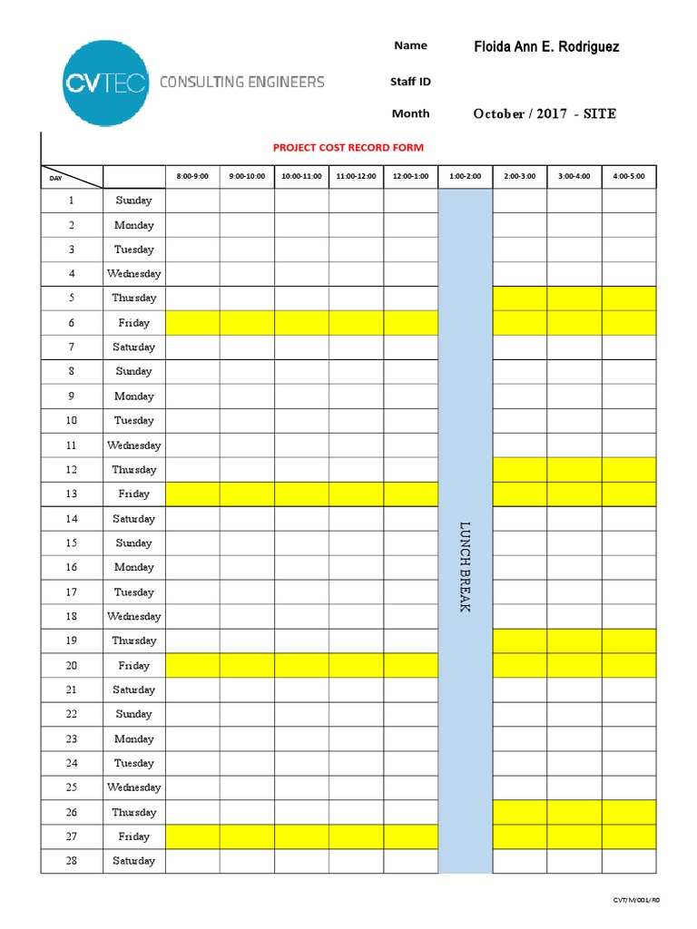 Timesheet October 2017 | PDF