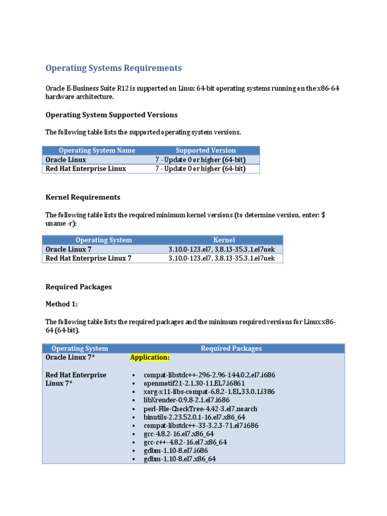 Operating Systems Requirements - R12.2.x | PDF | Operating System | Linux