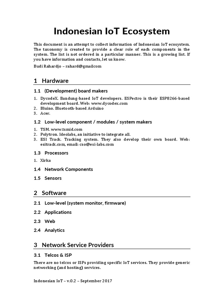 Indonesian IoT Ecosystem v.0.2 | PDF | Internet Service Provider ...