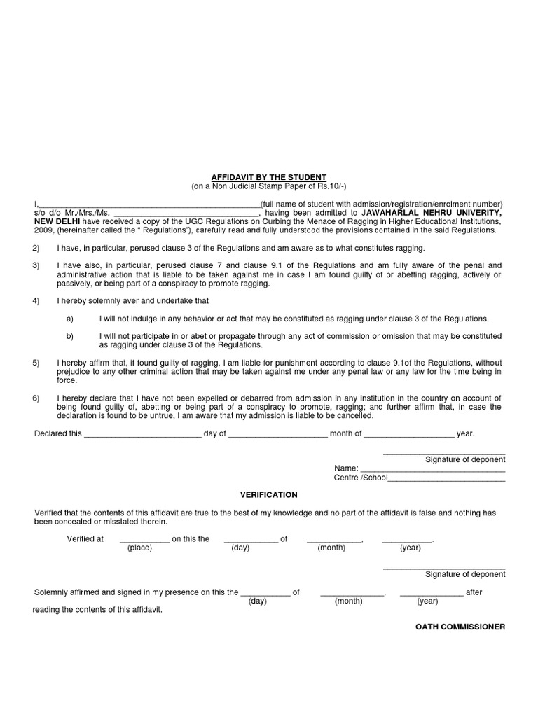 Affidavit by Student and Parent | Download Free PDF | Affidavit | Criminal Justice