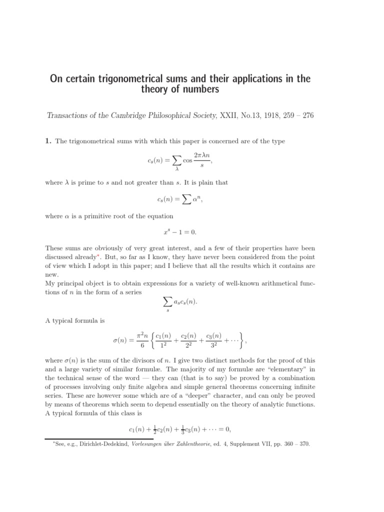 Ramanujan's Published Paper | PDF | Logarithm | Prime Number
