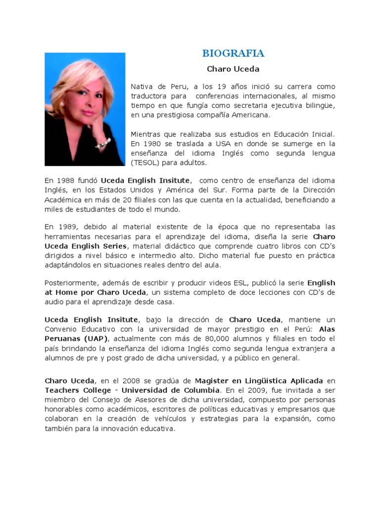 Biografia - Charo Uceda | PDF | Perú | Universidad