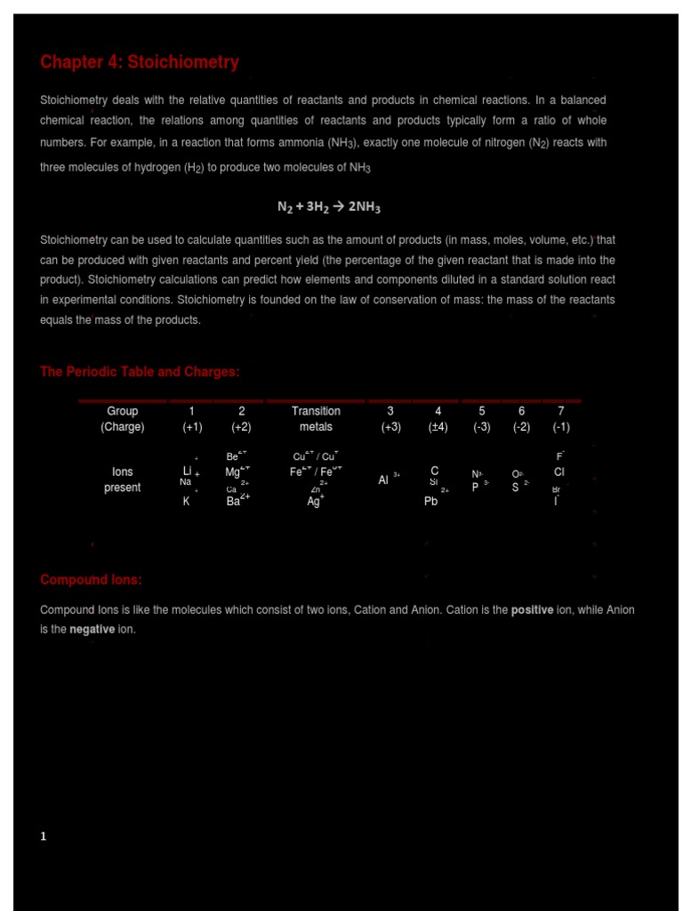 Chapter 4 - Stoihiometry | PDF | Mole (Unit) | Stoichiometry