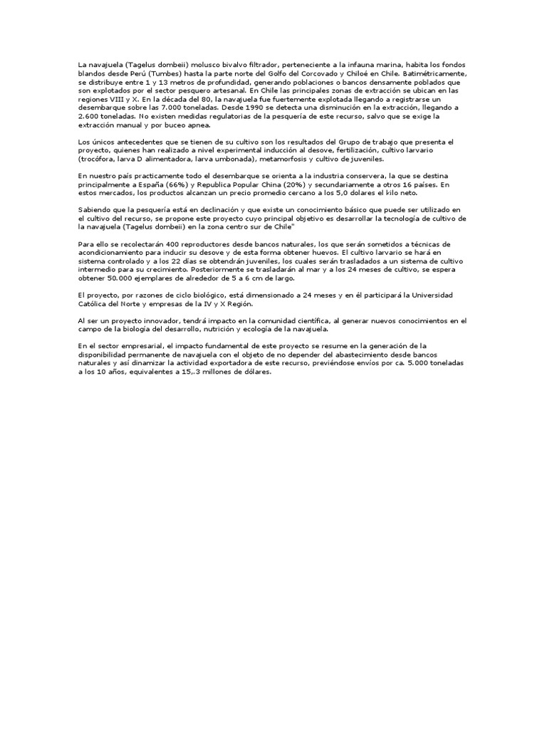 La Navajuela | PDF | Pesquería | Chile