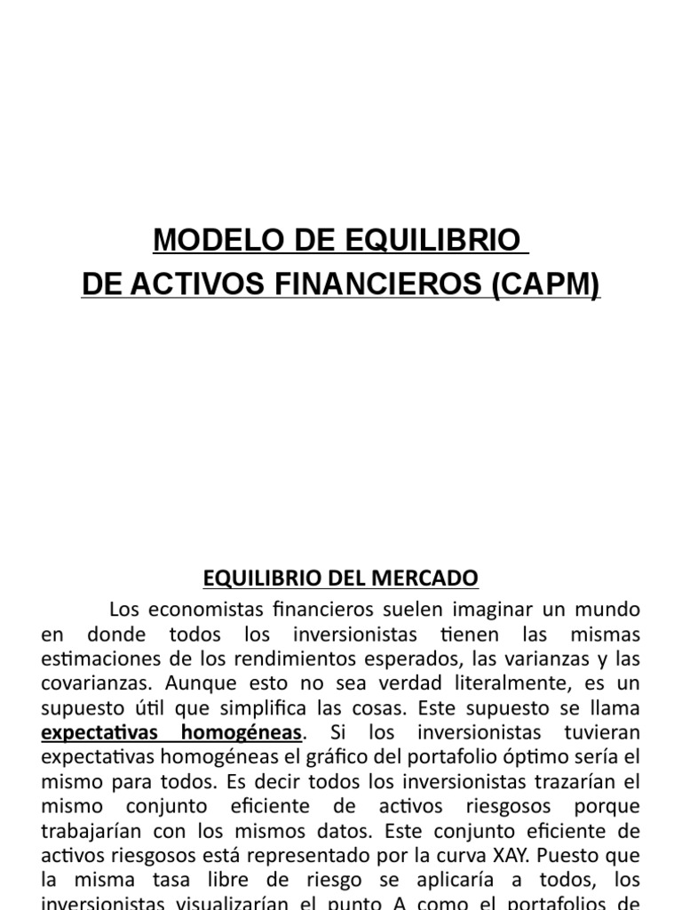 Clase 8 Modelo de Equilibrio de Activos Financieros CAPM | PDF | Compartir (Finanzas ...