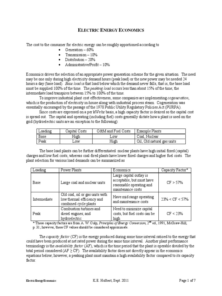 Electric Energy Economics | PDF | Energy Storage | Interest