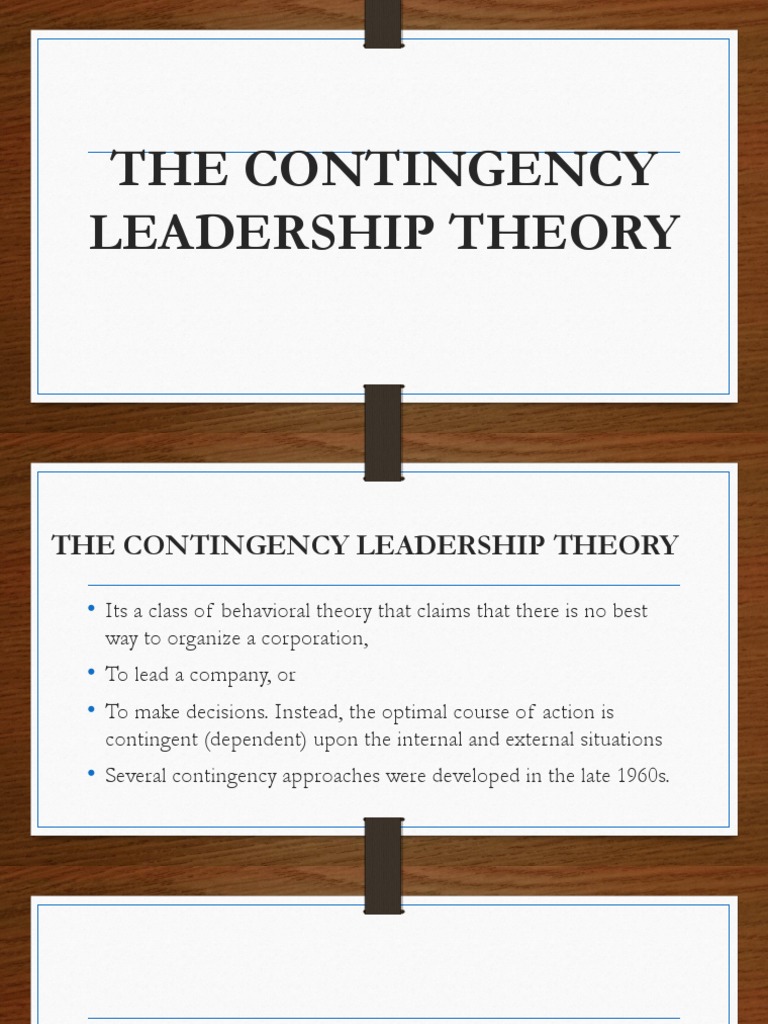 The Contingency Leadership Theory | PDF | Leadership | Motivation
