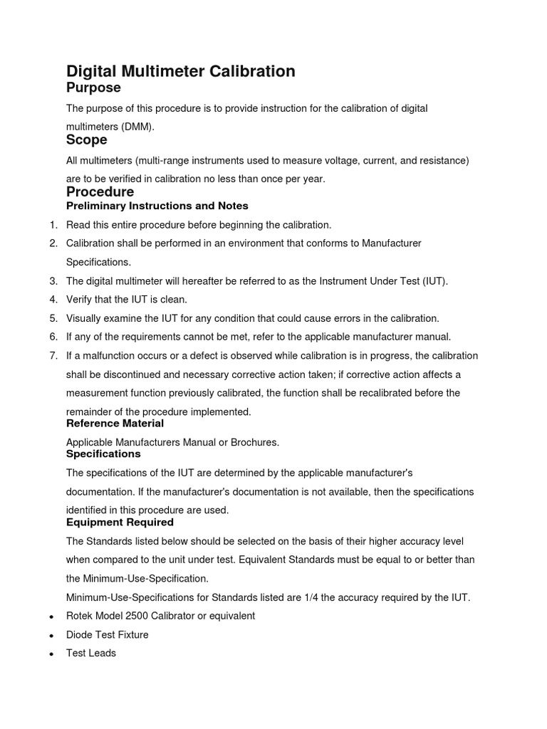 Digital Multimeter Calibration | PDF | Calibration | Electrical Engineering