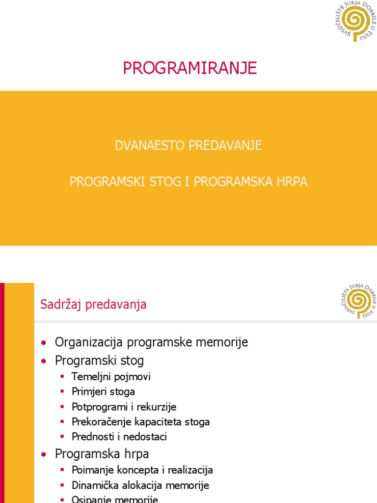 12 - Programski Stog I Programska Hrpa | PDF