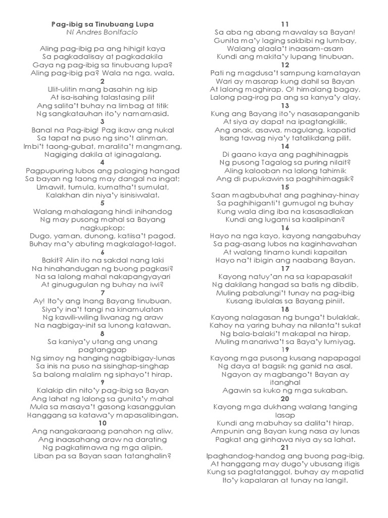 Pag-Ibig Sa Tinubuang Lupa | PDF
