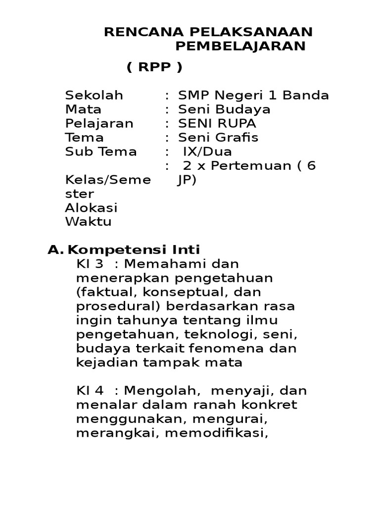RPP Seni Grafis | PDF