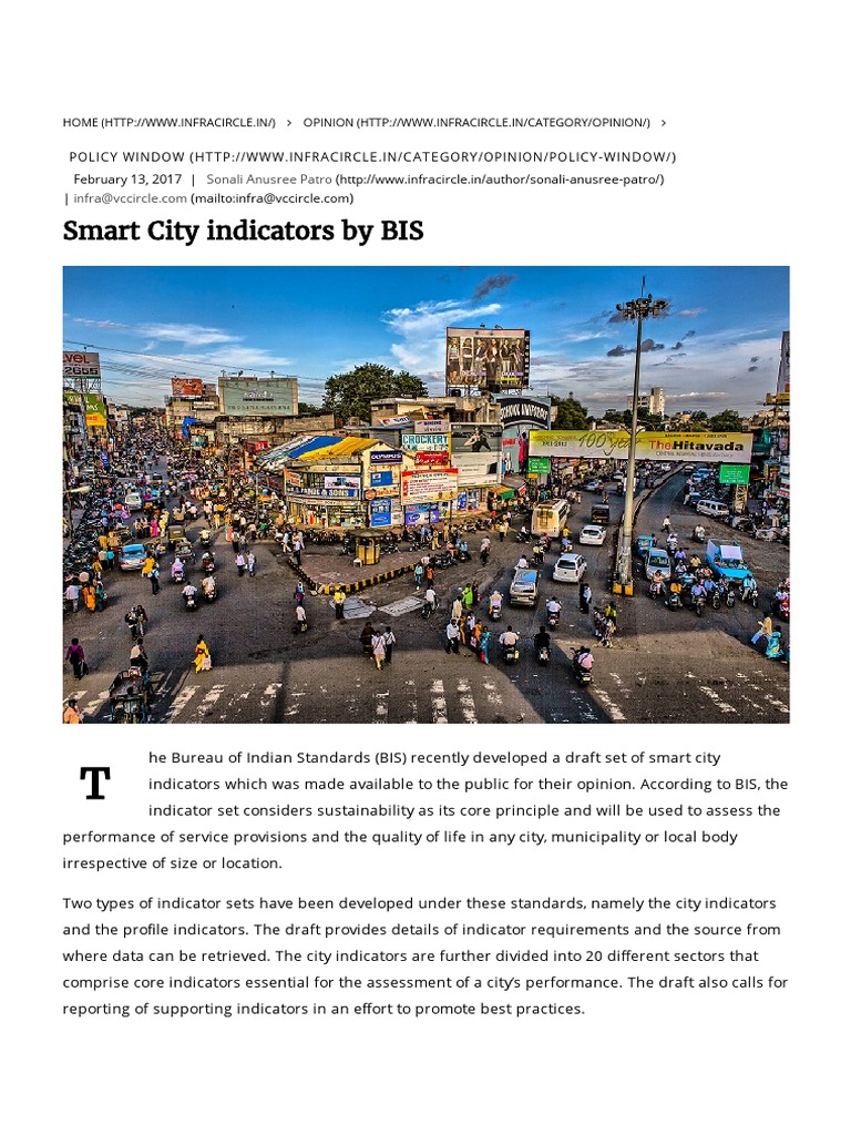 Smart City Indicators by BIS | PDF | Sustainability | Sustainable ...