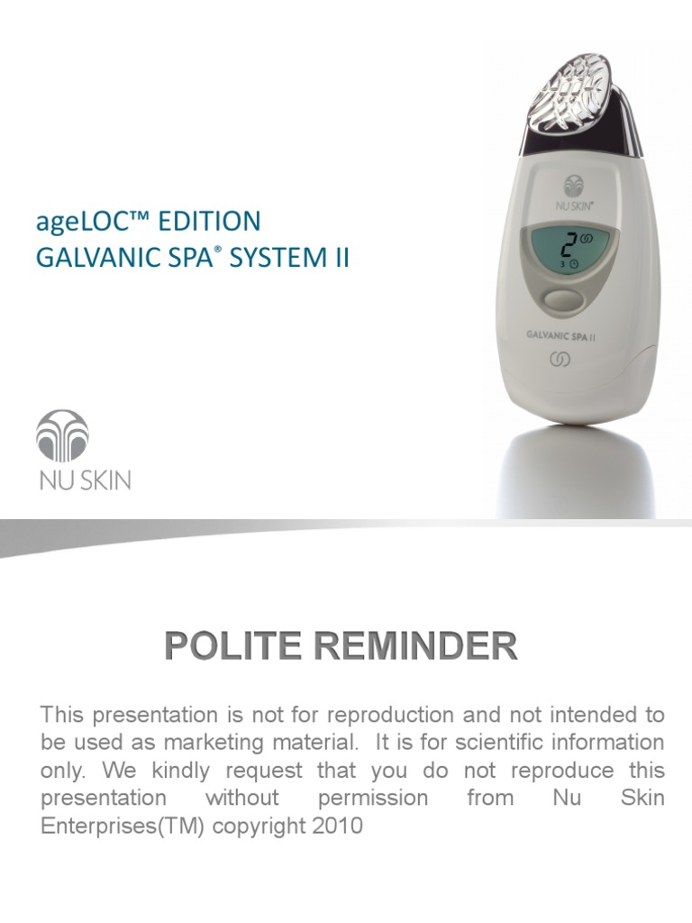 Ageloc™ Edition Galvanic Spa System Ii | PDF | Direct Current | Wrinkle