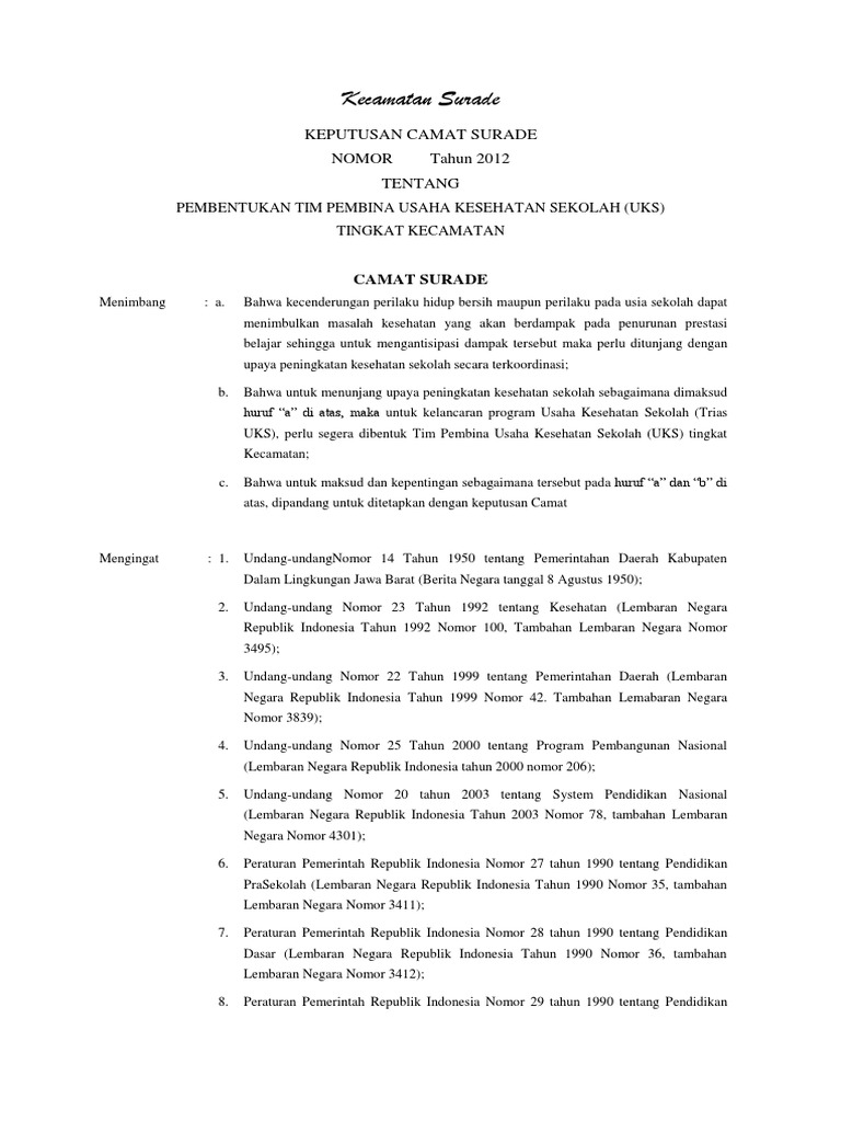 CONTOH SK TP UKS TK | PDF