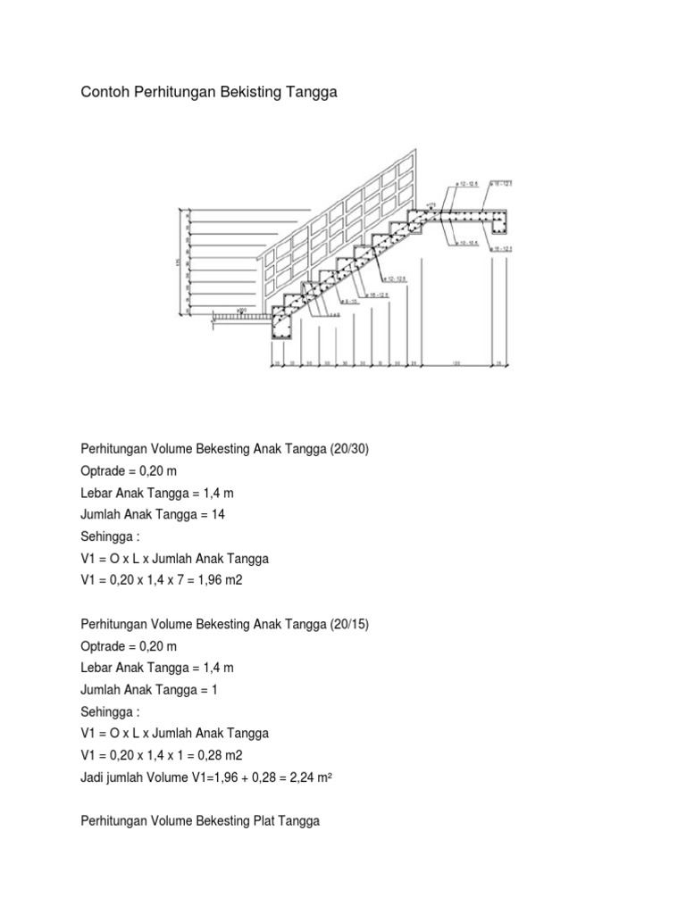 Contoh Perhitungan Untuk Bekisting Tangga | PDF