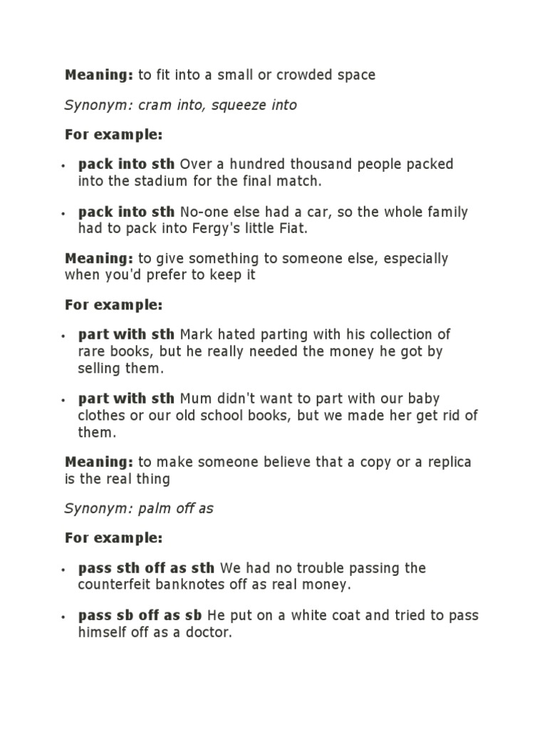 Synonym: Cram Into, Squeeze Into | PDF | Philosophy | Foreign Language ...